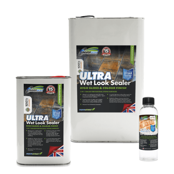 Ultra Wet look Sealer is a 2-in-1 colour enhancing high gloss stone sealer
